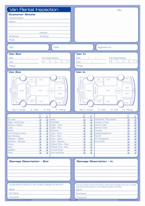 Car / Van Damage Forms - M88/89 /2 :: Motaprint
